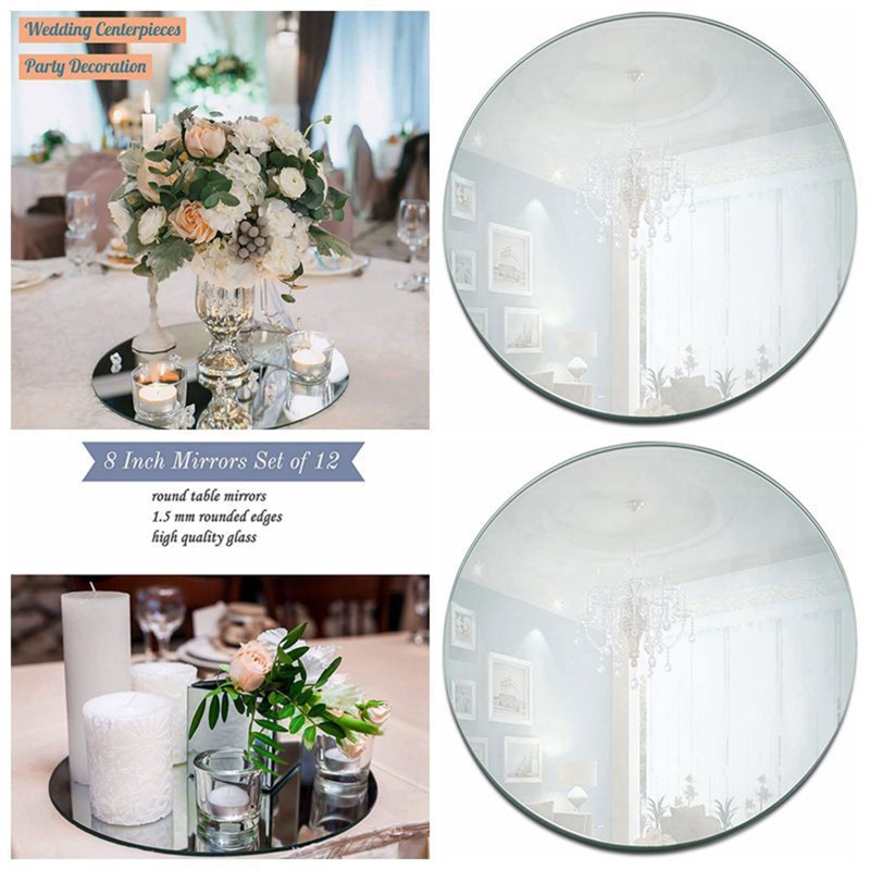 SC Round Acrylic Mirror Tray 8inch Circle Mirror Plate Decor Accessory ...