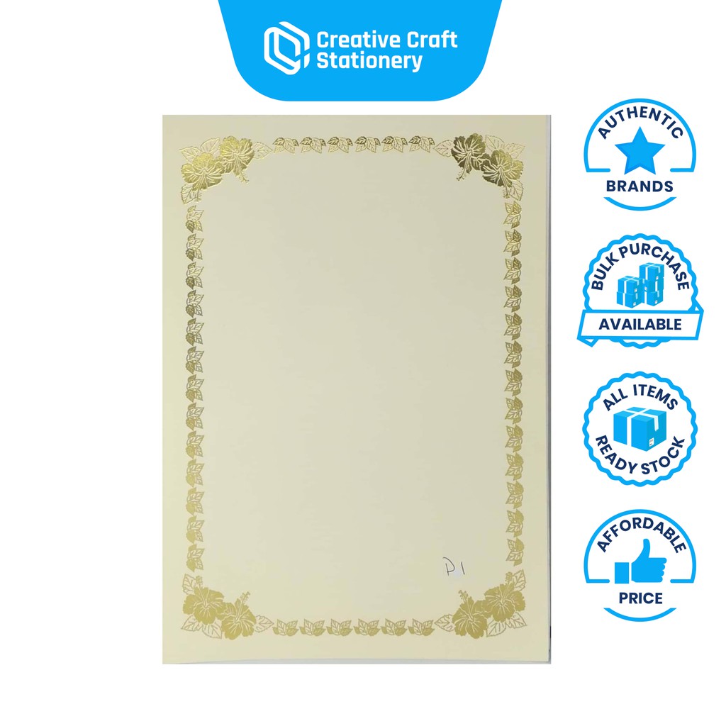 100pcs A4 Hotstamping Gold Frame Certificate Paper 160 gsm Kertas Sijil ...