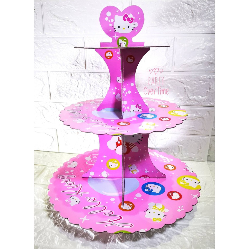 3 Tier Hello Kitty character design Cupcake Stand Party Decor | Shopee ...