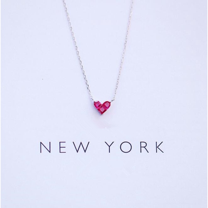 Wedding Cute Mini 925 Sterling Silver Ruby Love Heart-Shaped Clavicle ...