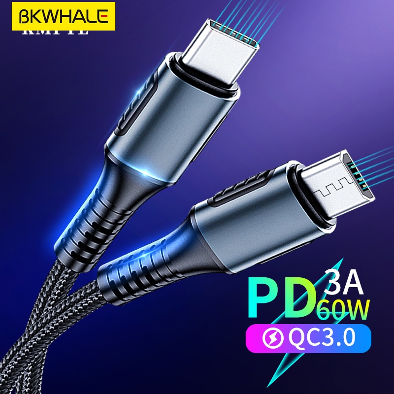 BKWHALE 60W Fast Charging Type-C to Micro USB Data Cable 480Mbps ...