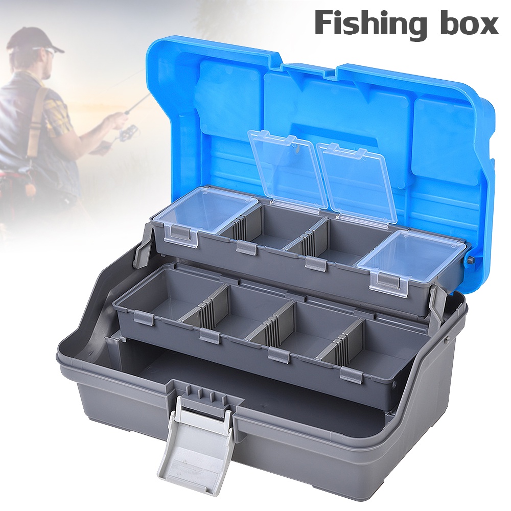 32cm X 19cm X 14.5cm 3 Layers Fishing Tackle Box Lures Hooks Safety ...