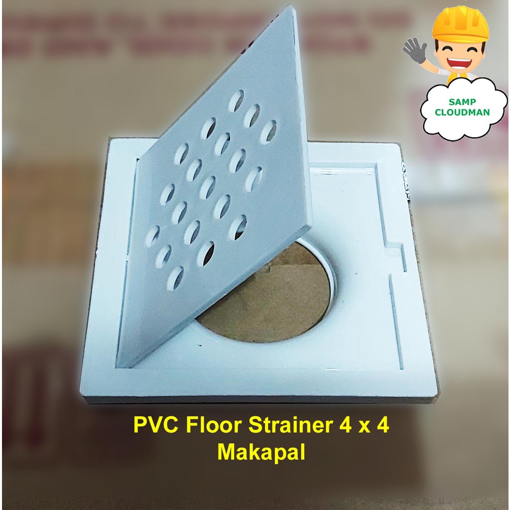 PVC Floor Strainer Makapal Makunat 4 x 4 Floor Drain Bathroom Plastic ...