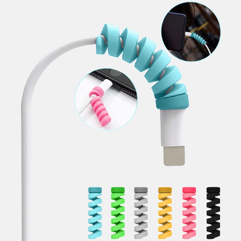 Universal Cable Protector Prevents Breakage Spiral Cord Winder Silicone ...