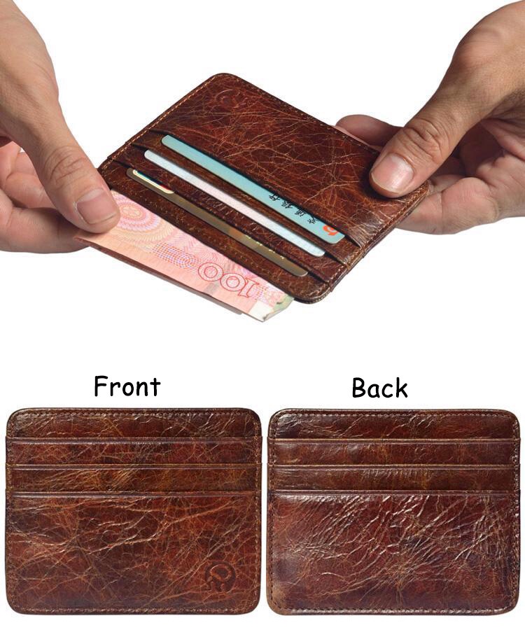 Retro Real Leather Mens Slim Credit Card Holder Bus Subway Campus Cards ...