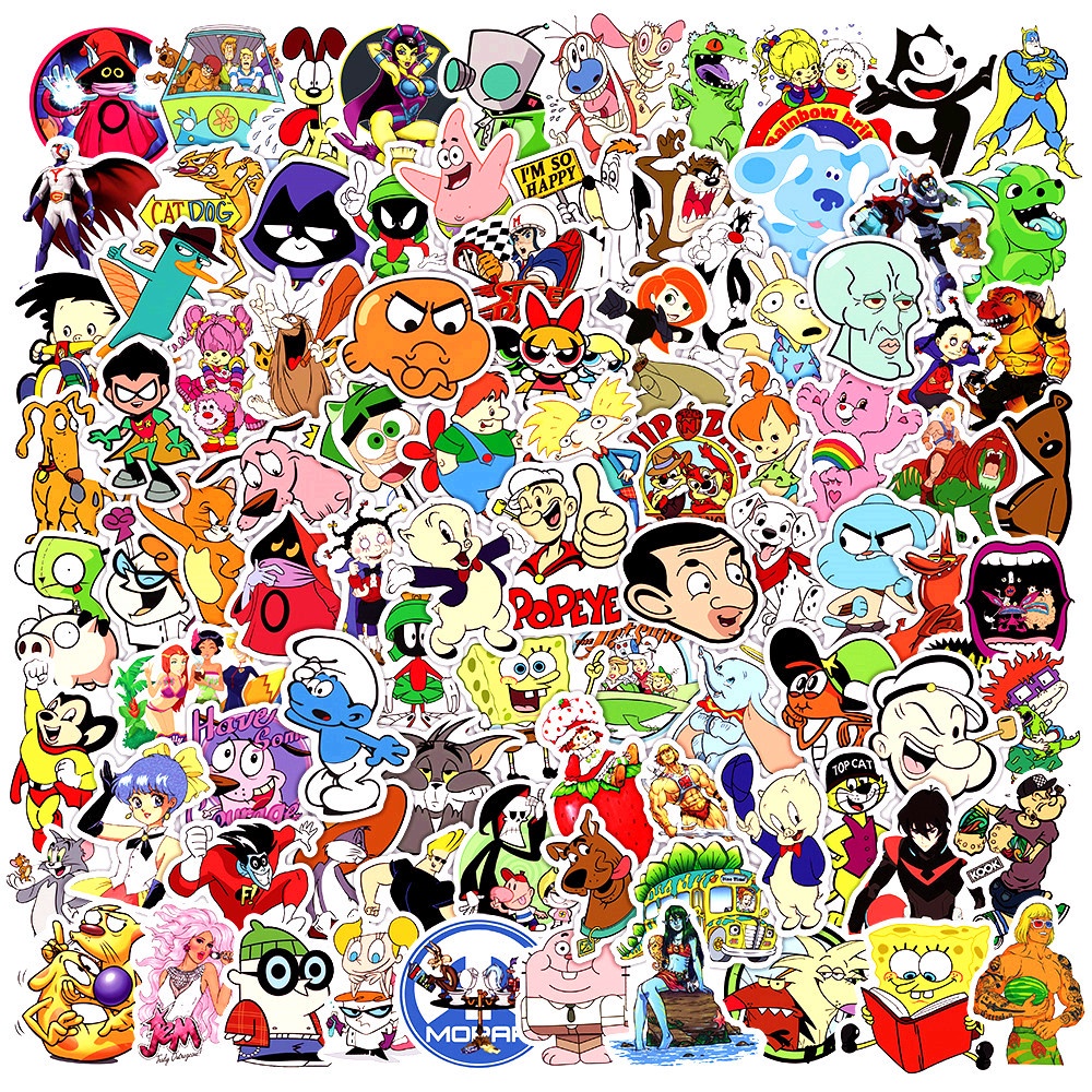 90s Classic Cartoon Graffiti Stickers for Laptop Motorcycle Bike Car ...