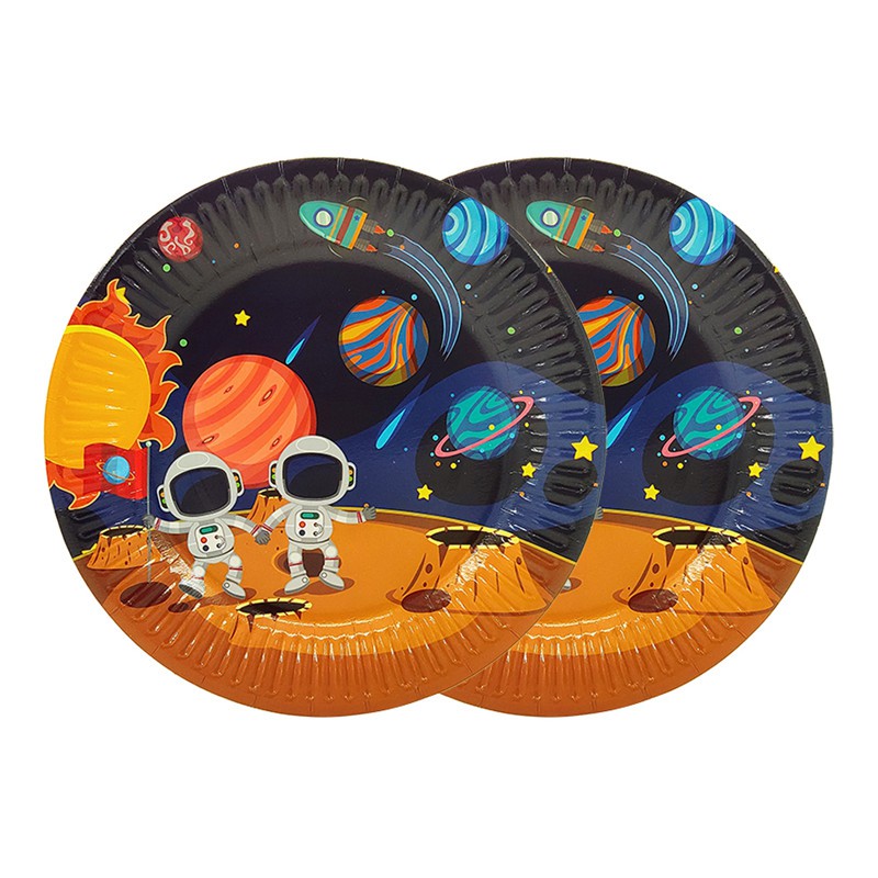 6pcs Outer Space Astronaut Theme Disposable 7inch Paper Plate Party ...