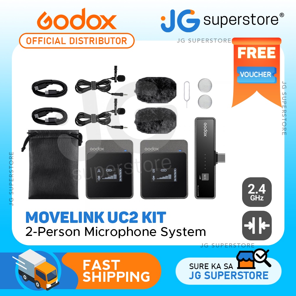 [CLEARANCE] Godox MoveLink UC2 2-Person Compact Wireless Microphone System, Phone and Tablets ...