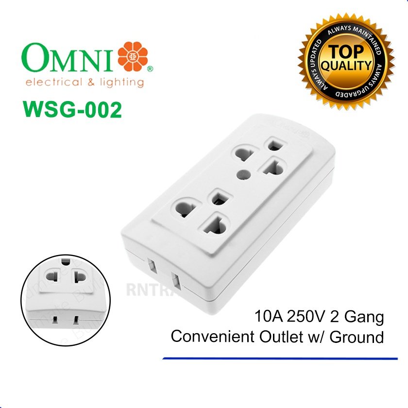 OMNI 2-Gang Surface Convenience Outlet with Ground WSG-002 WSG002 WSG ...