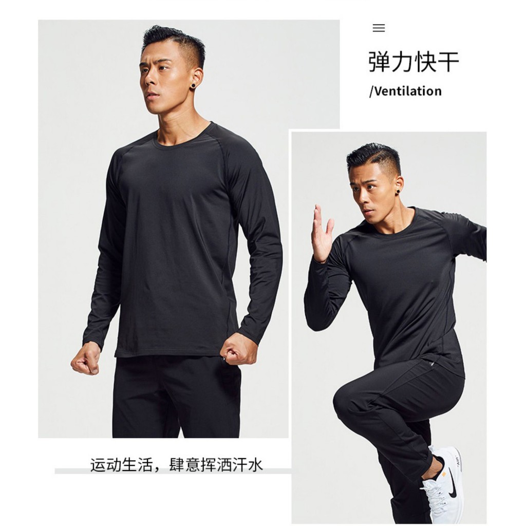 Simple ACTIVE long-sleeved T-shirt DRI FIT unisex regular size solid ...