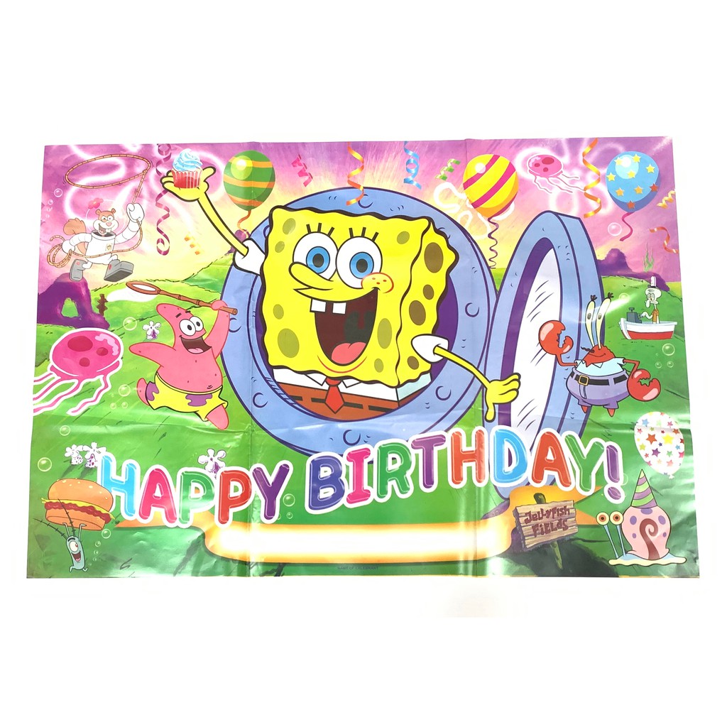 spongebob poster banner size 89*58 cm for birthday party decoration ...