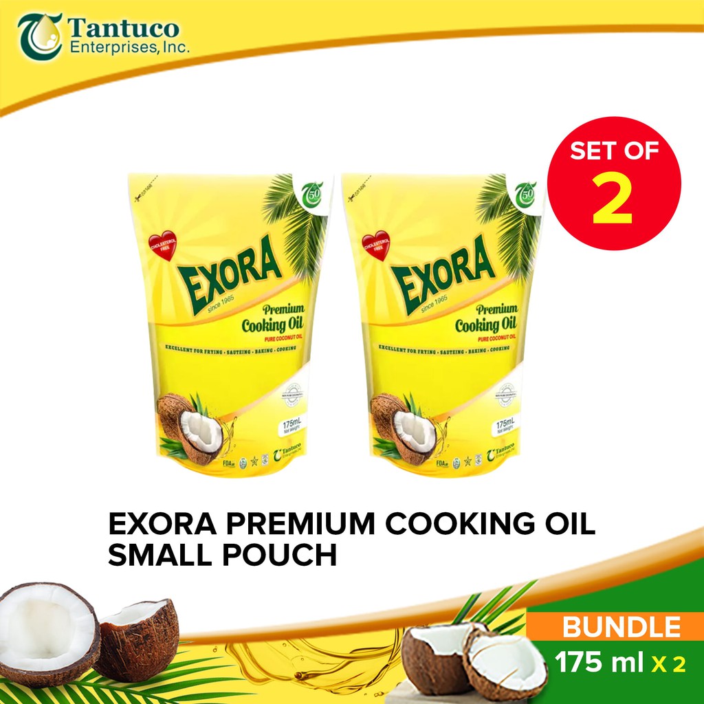 EXORA Premium Pure Coconut Cooking Oil 175ml Pouch 100% Cholesterol ...