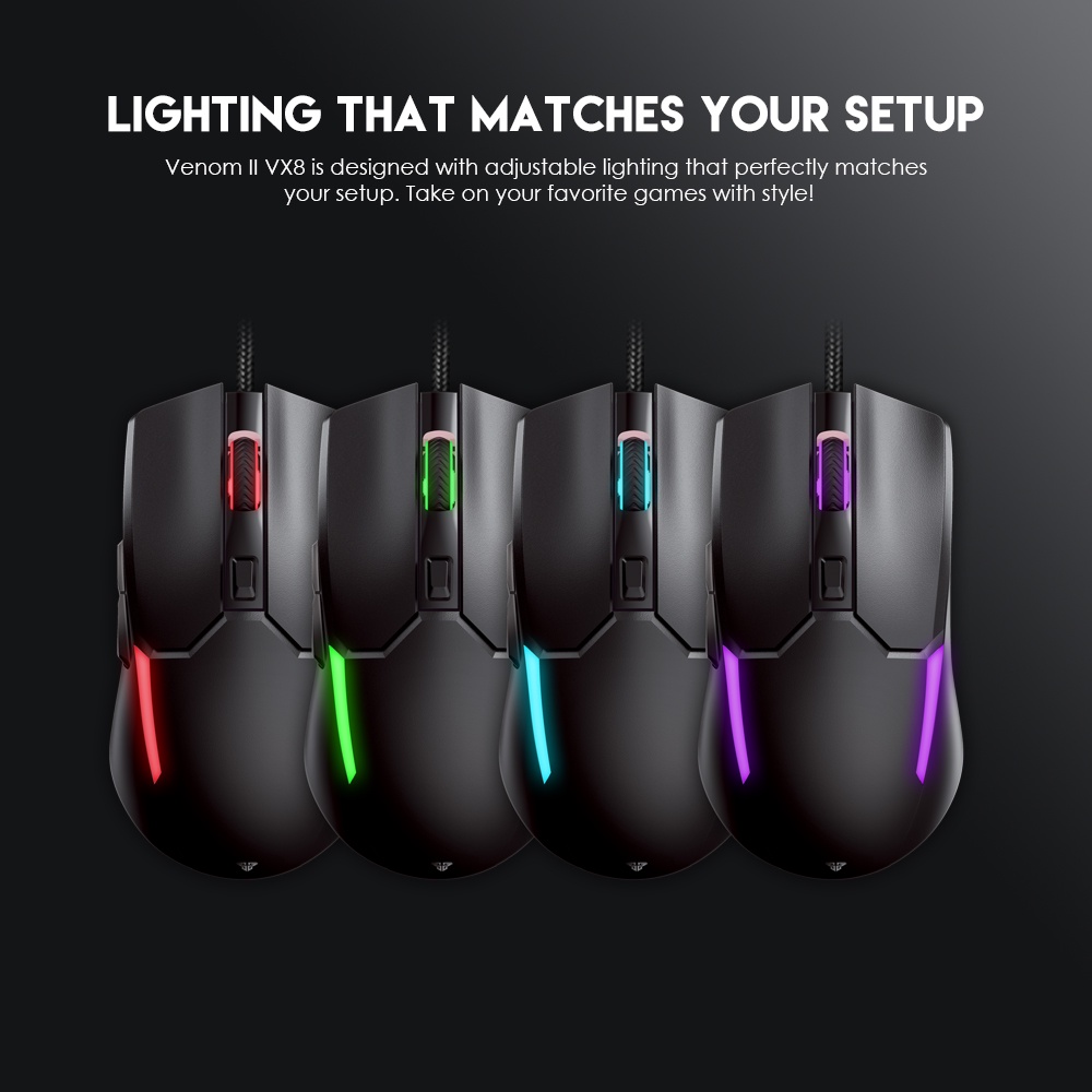 Fantech VX8 Venom II Wired Macro Gaming Mouse 125hz with RGB Lighting ...