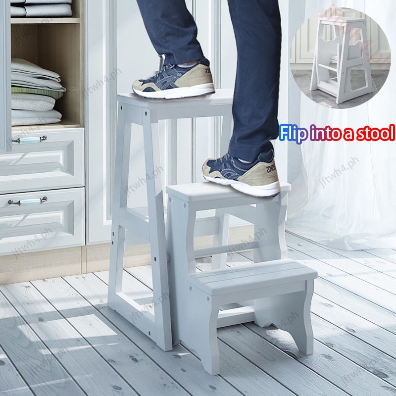 Solid Wood Step Stool Two Or Three Steps Household Folding Living Room ...