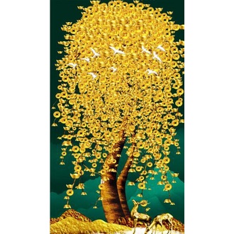 Abstract Golden Money Tree Landscape Art Poster Canvas Painting Wall ...