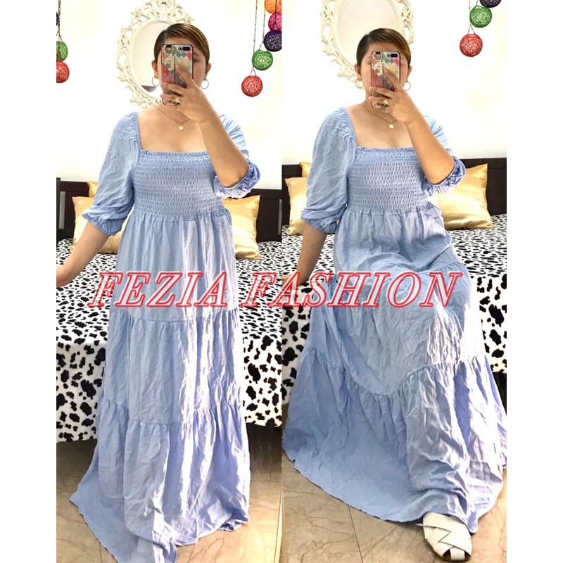 Princess Smocking Long Maxi Dress Puff Sleeves French Style Dutch ...