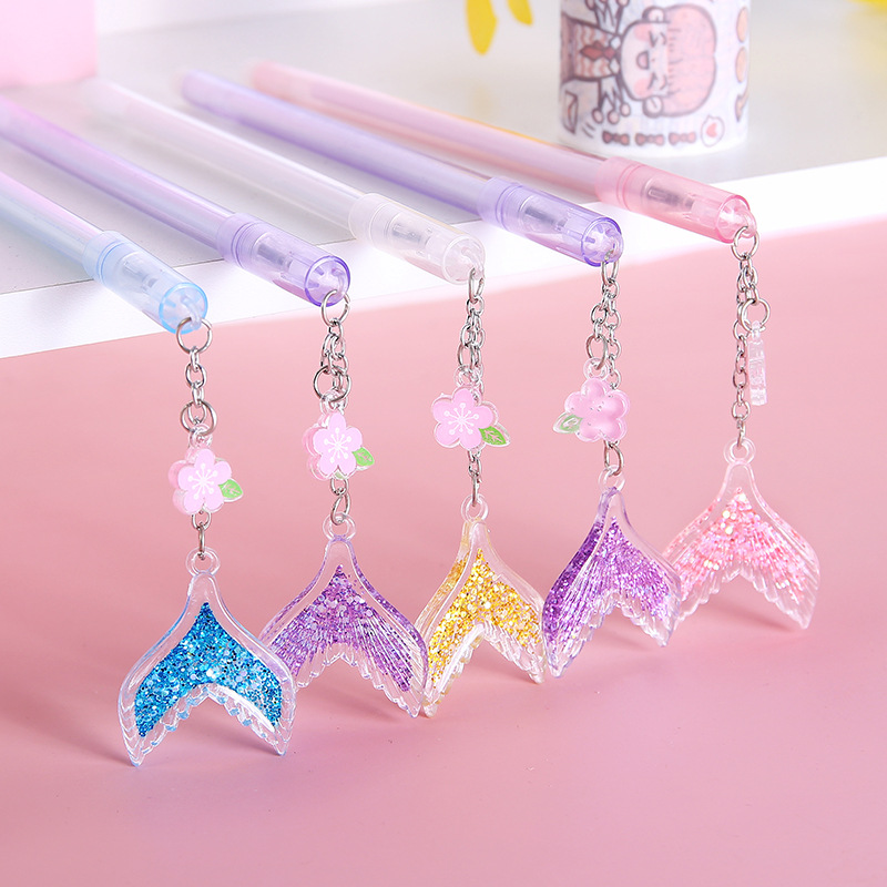 Mermaid Fishtail Pendant Gel Pen Korea Cute Student Stationery Black ...