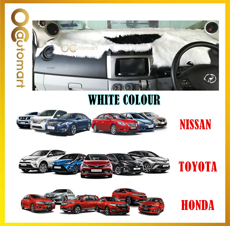 Customized Dashboard Cover Fur / Bulu White Colour For Honda Nissan ...