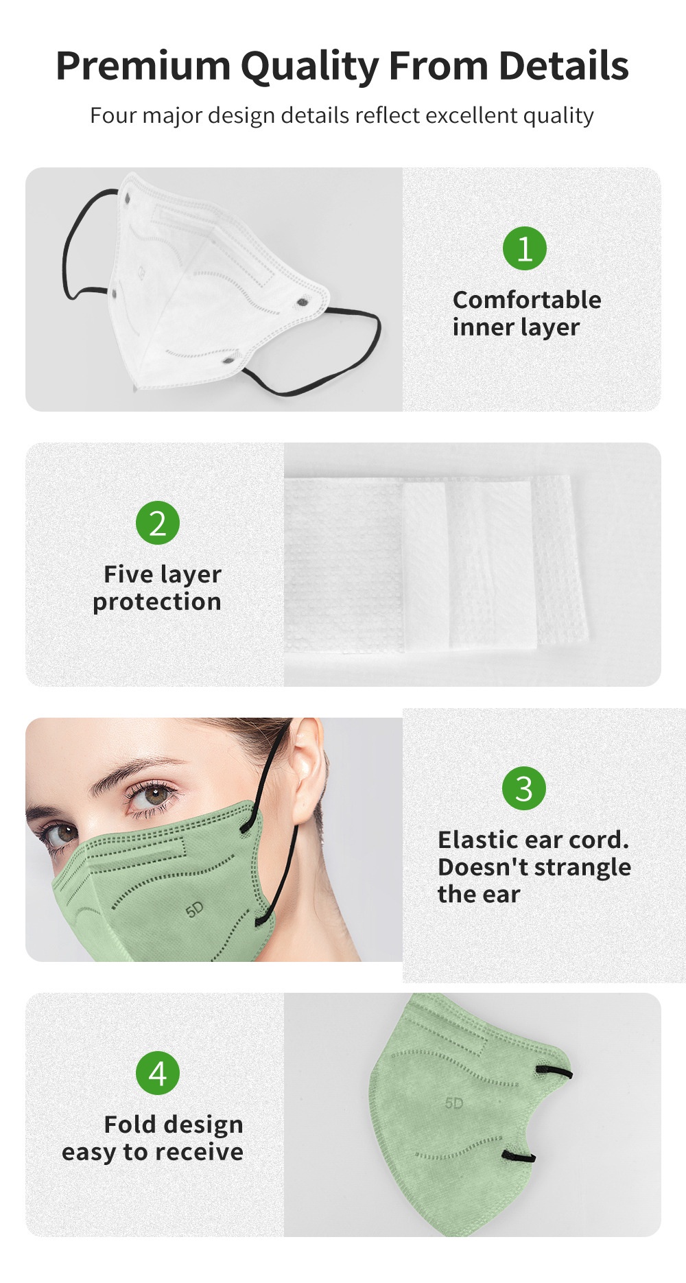 50/100pcs 5D facemask kn95 5ply FaceMask Neutral Filter butterfly mask ...