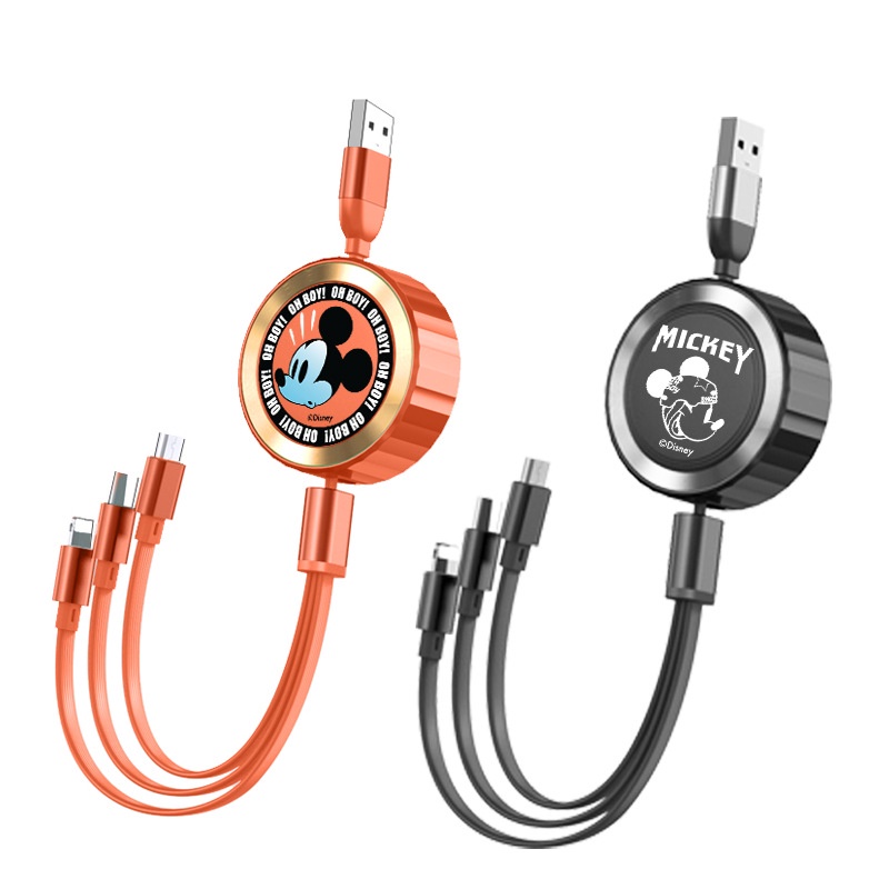 Disney 3 in 1 Car Data Cable Charger Fast Charging USB To Type C Micro ...