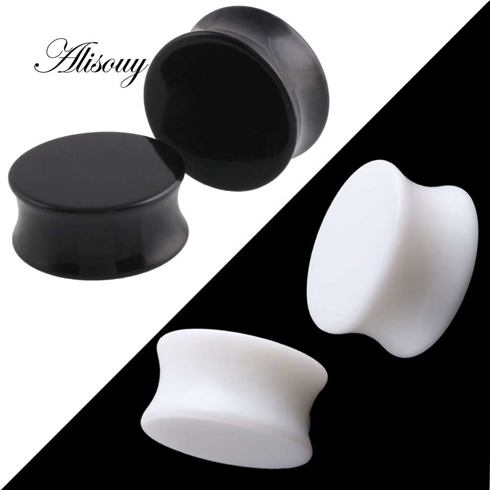 Alisouy 2Pieces 3mm-50mm Big Size White Black Acrylic Saddle Ear Plug ...