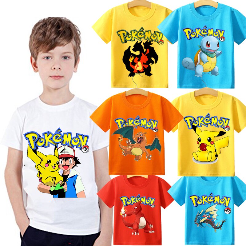 Pokemon Pikachu Children T Shirts Game Cartoon Pattern Charizard ...