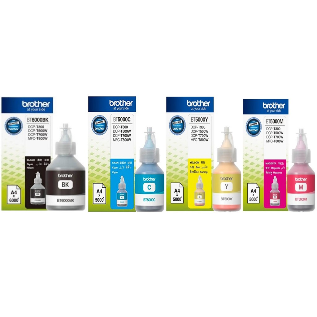 Brother BT 6000 with BT 5000 Genuine Ink Bottle Set of 4 Black/Cyan ...