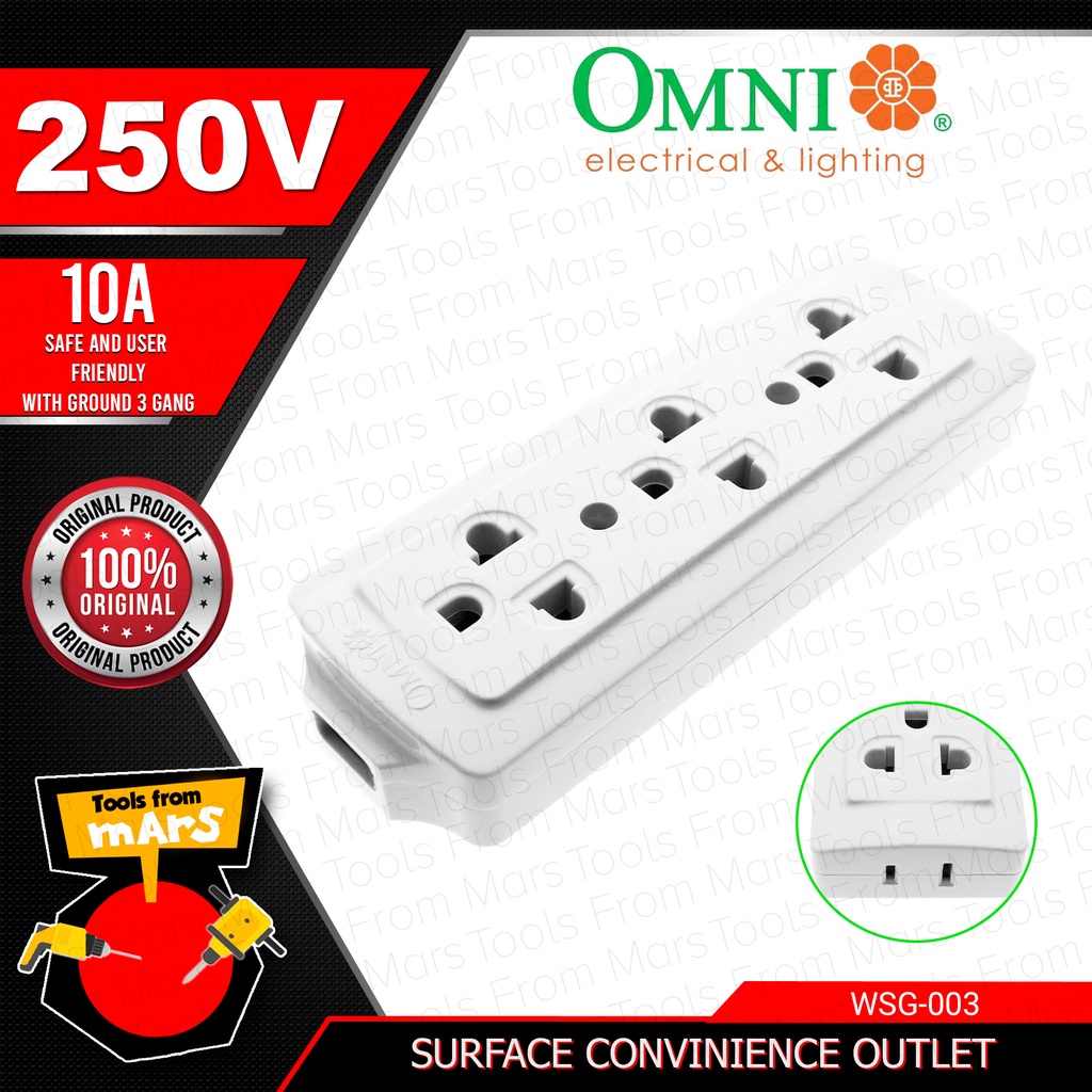 OMNI Surface Convenience Outlet w/Ground 3 Gang WSG-003 •TFM• | Shopee ...