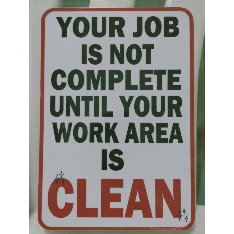 Work Area is Clean Signage-A4 Size | Shopee Philippines