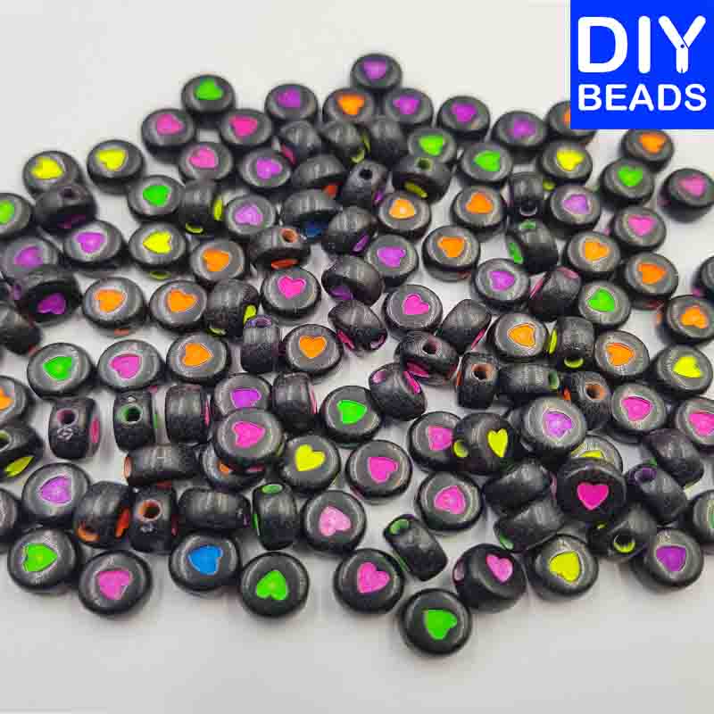 Diy Beads Roundw/ Heart Beads Black Colored 250grams | Shopee Philippines