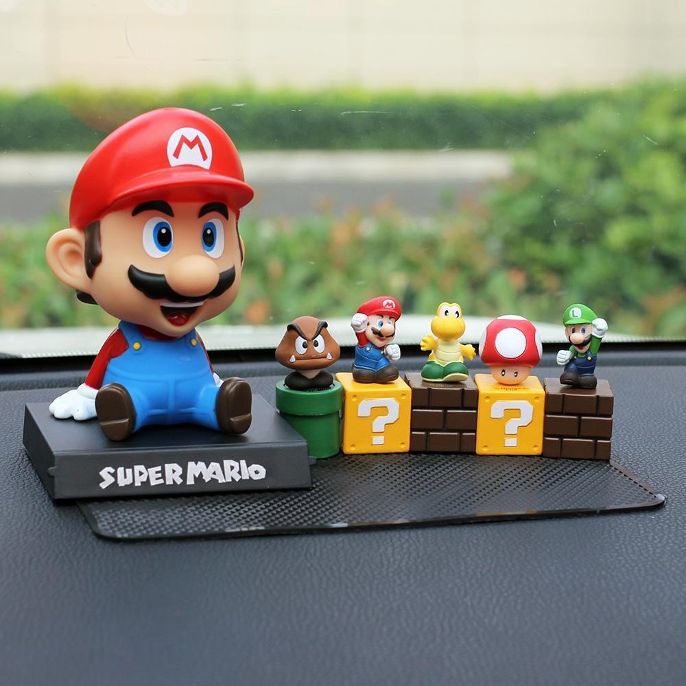Cartoon Mario Brothers Cute Car Ornaments Shaking Head Super Center ...