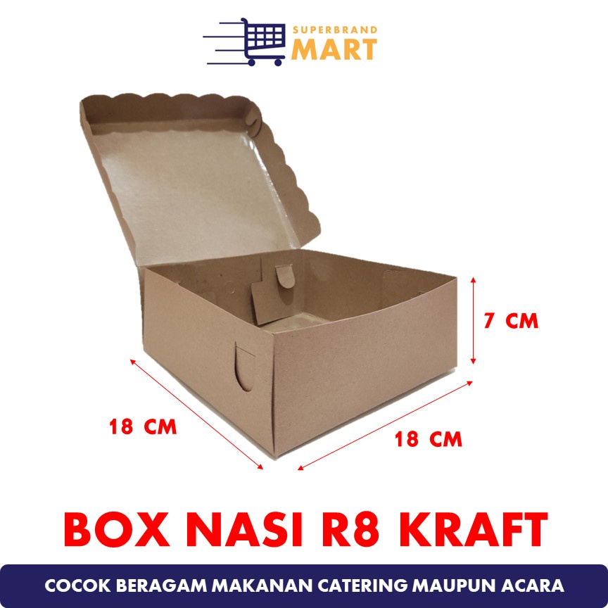 Rice Lunch Box R8 Catering Kraft Deep Lamination 18x18x7cm Brown Rice ...