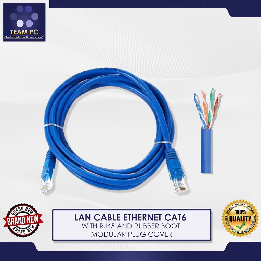 LAN CABLE ETHERNET CAT6 WITH RJ45 AND RUBBER BOOT MODULAR PLUG COVER ...