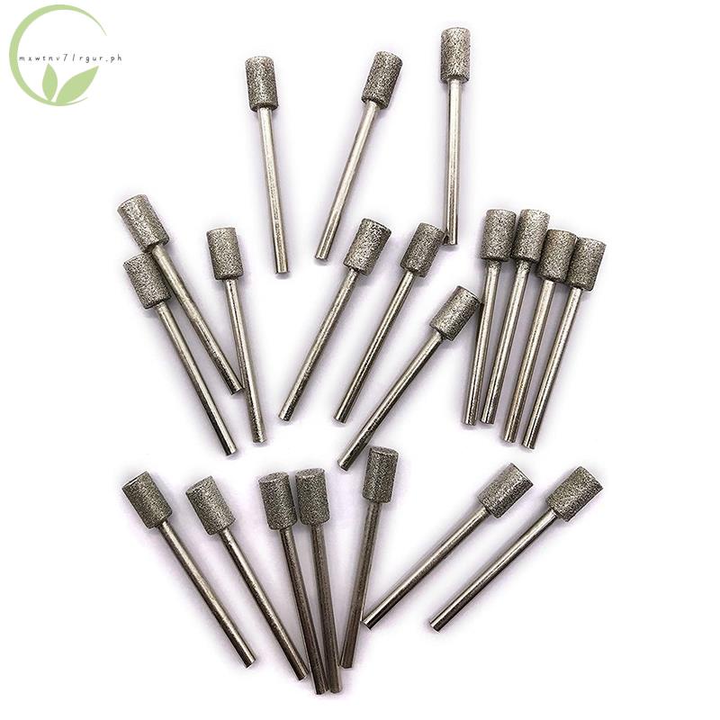 20 Pcs 6mm Head Cylindrical Diamond Coated Mounted Wheel Points ...