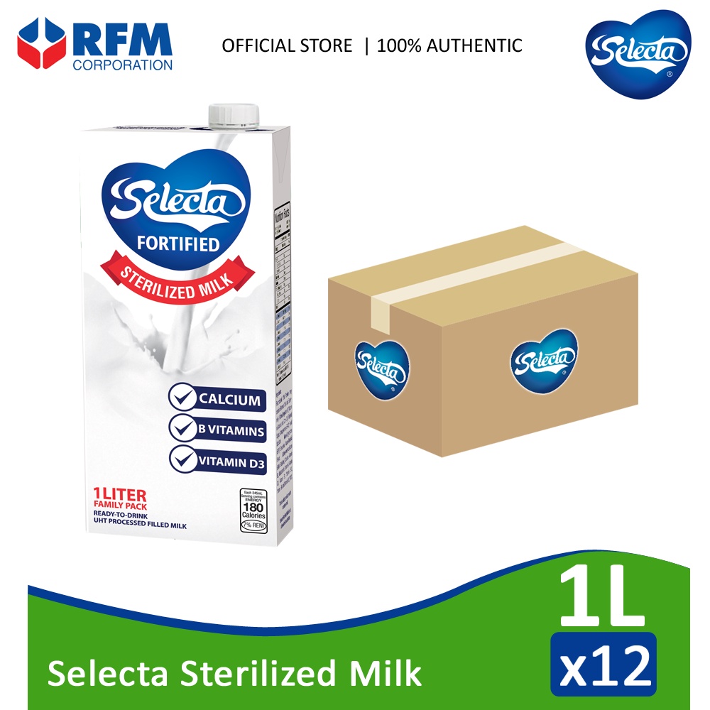 Selecta Sterilized Milk 1 Liter - Pack of 12 | Shopee Philippines