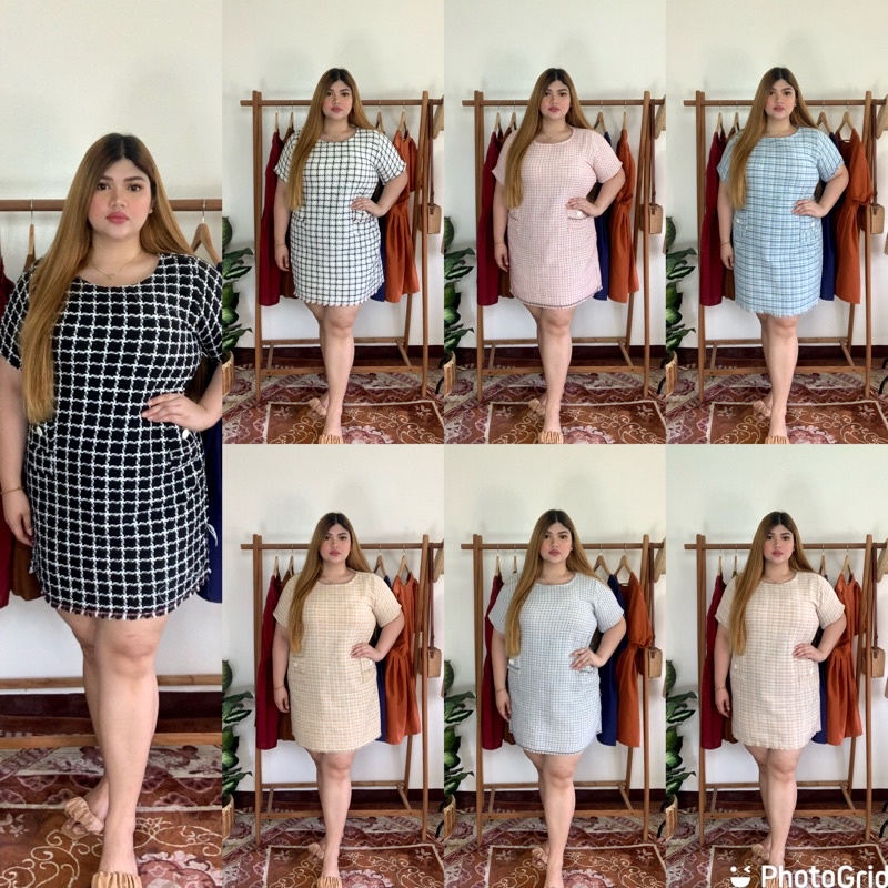 PLUS SIZE: INAH TWEED DRESS | Shopee Philippines