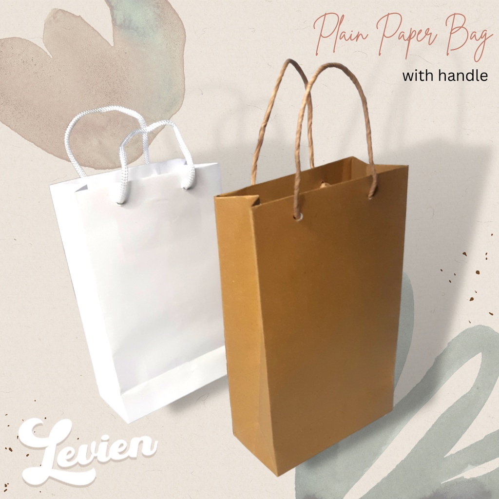 Plain Handbag Gift Packaging Loot Bag in White and Brown Kraft Paper ...