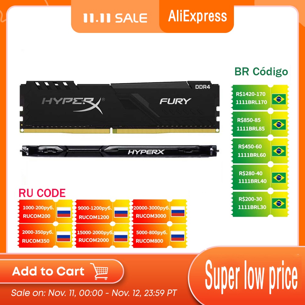 Kingston HyperX FURY memoria ram DDR4 2400MHz 8gb 2666MHz 16g 3200MHz ...
