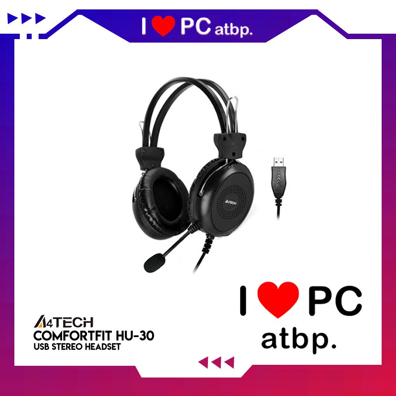 A4Tech ComfortFit HU-30 USB Stereo Headset (Noise-Cancelling Mic, Ear ...