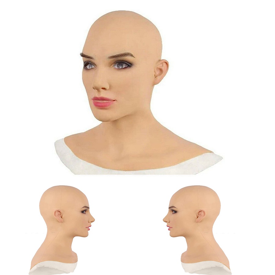 Vivid Female Latex Head Cover Cosplay Drag Queen Halloween Fancy Head ...