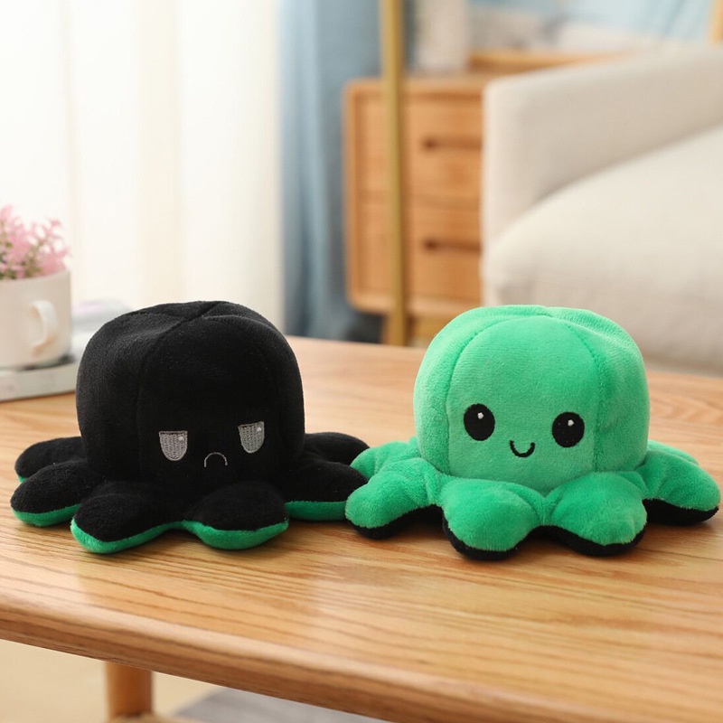 Reversible Flip Stuffed Octopus Plush Doll Happy Angry Moods Soft ...