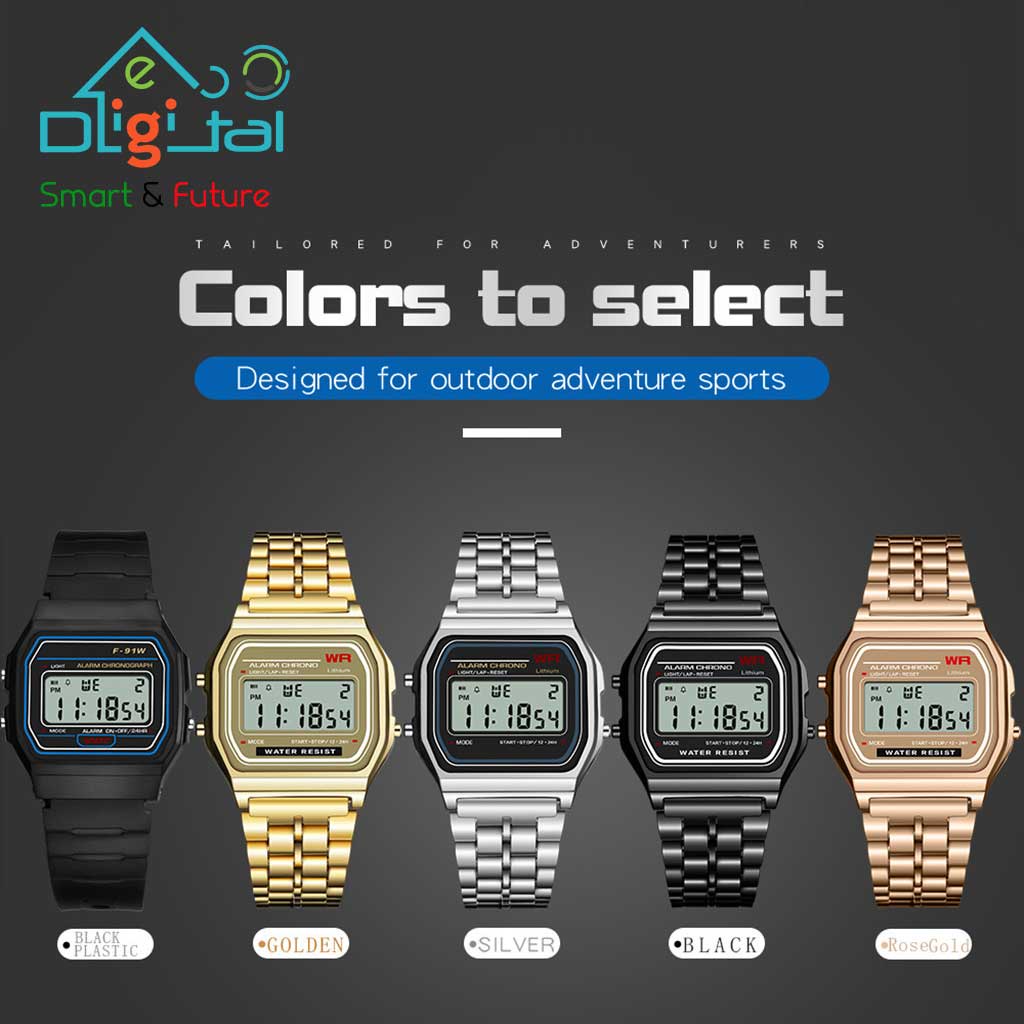 Fashion Relo Vintage Unisex Mens womens Steel Strap Classic Digital ...