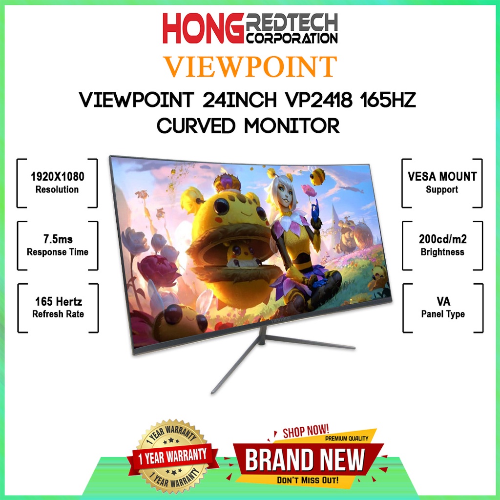 VIEWPOINT 24INCH VP2418 165HZ CURVED MONITOR | Shopee Philippines