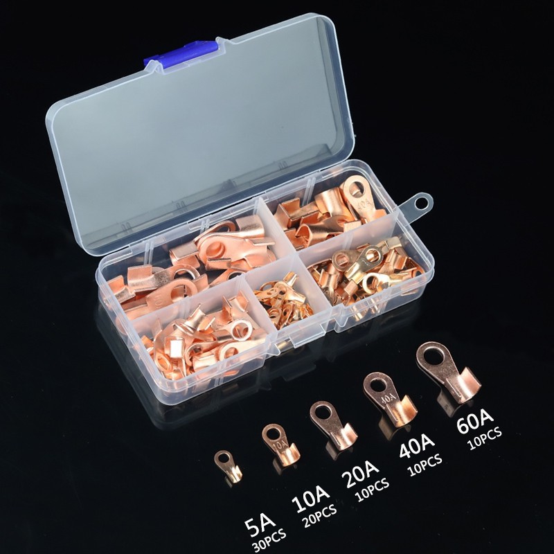 80pcs OT-5A 10A 20A 40A 60A Copper Circular Splice Ring Terminal Wire ...