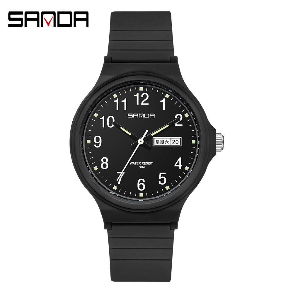 SANDA Fashion Simple Women Watch Calendar Week Display Outdoor Sports ...