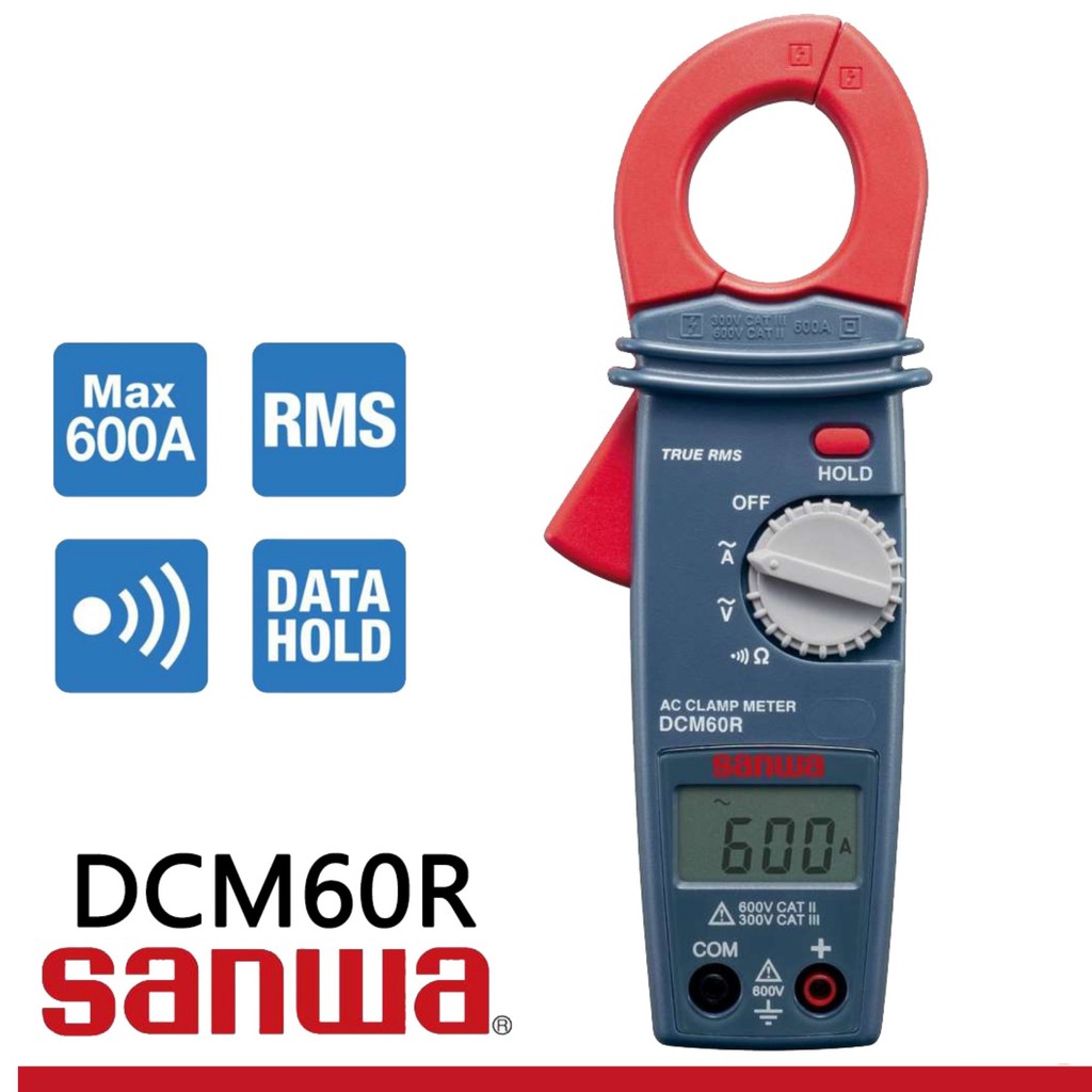 Sanwa DCM60R 600A Clamp Meter AC + True RMS Ammeter DMM | Shopee ...