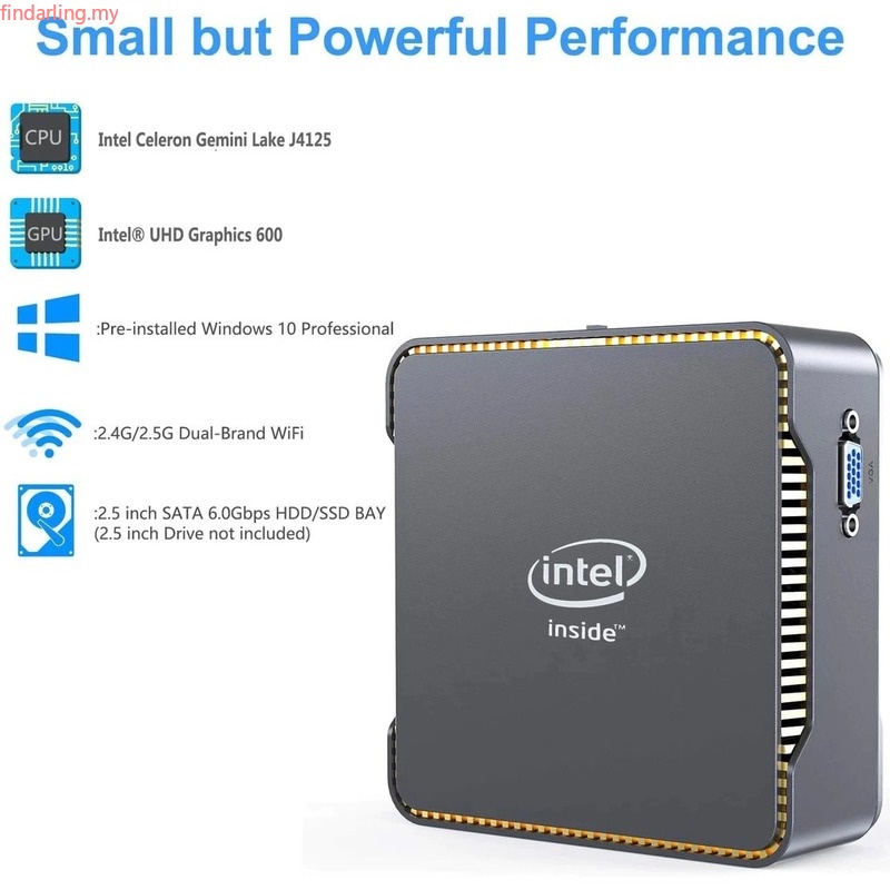 GK3V Intel J4125 Quad Core Mini PC DDR4 8GB 128GB SSD Windows 10 Dual ...