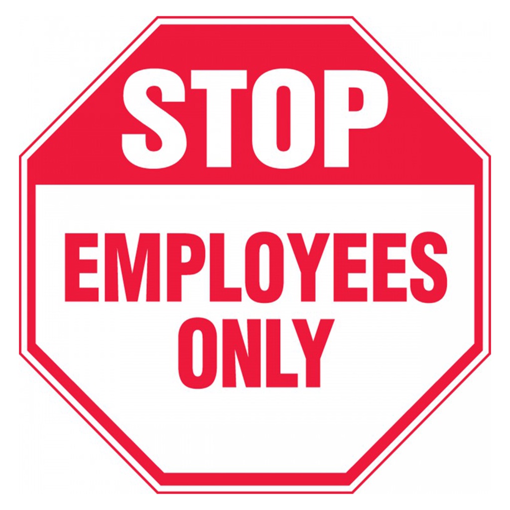 Stop Employees Only - Red - Laminated Signage Label - 8 x 8 inches ...