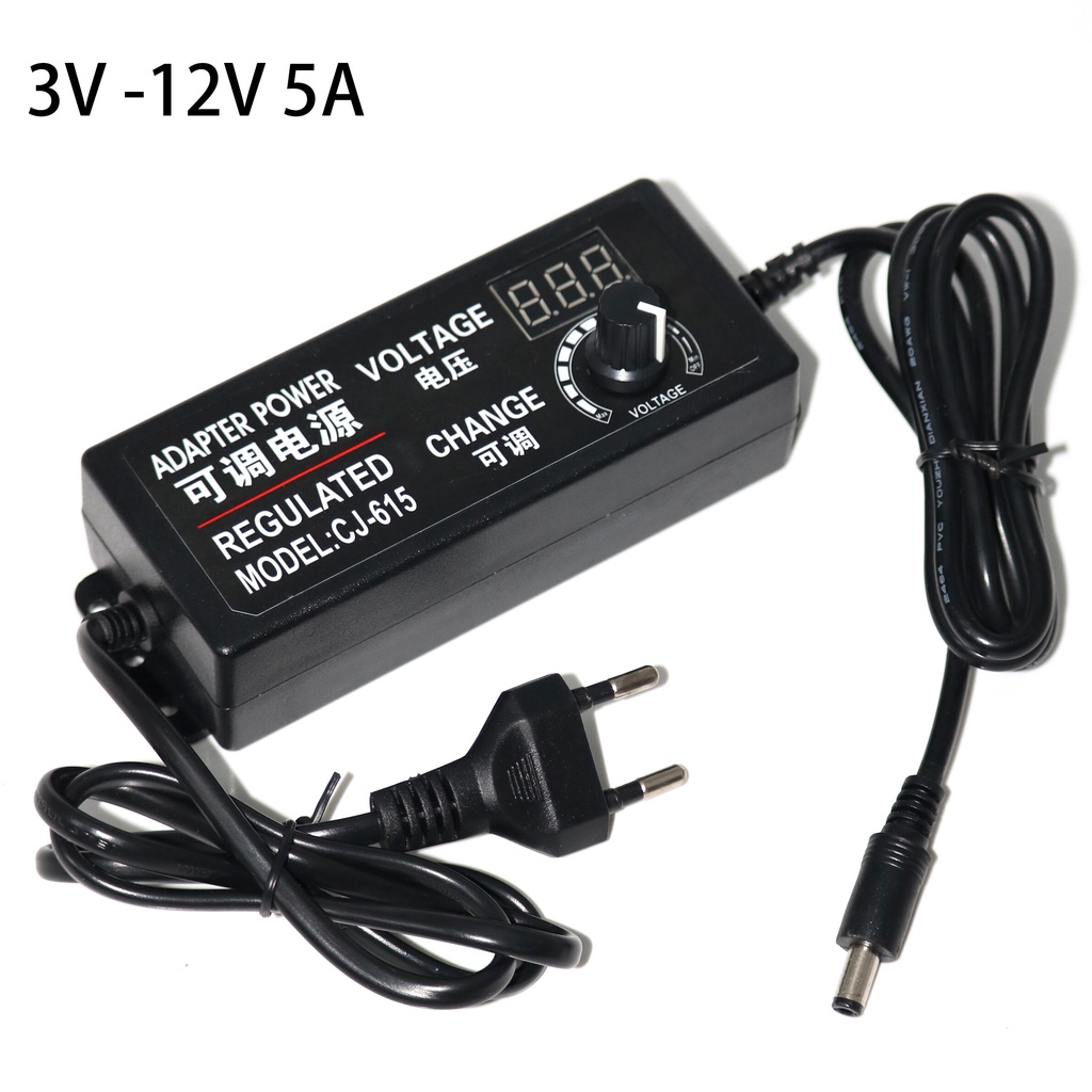 Universal Power Supply 3V-12V 5A 60W Adjustable AC/DC Adapter 100~240V ...