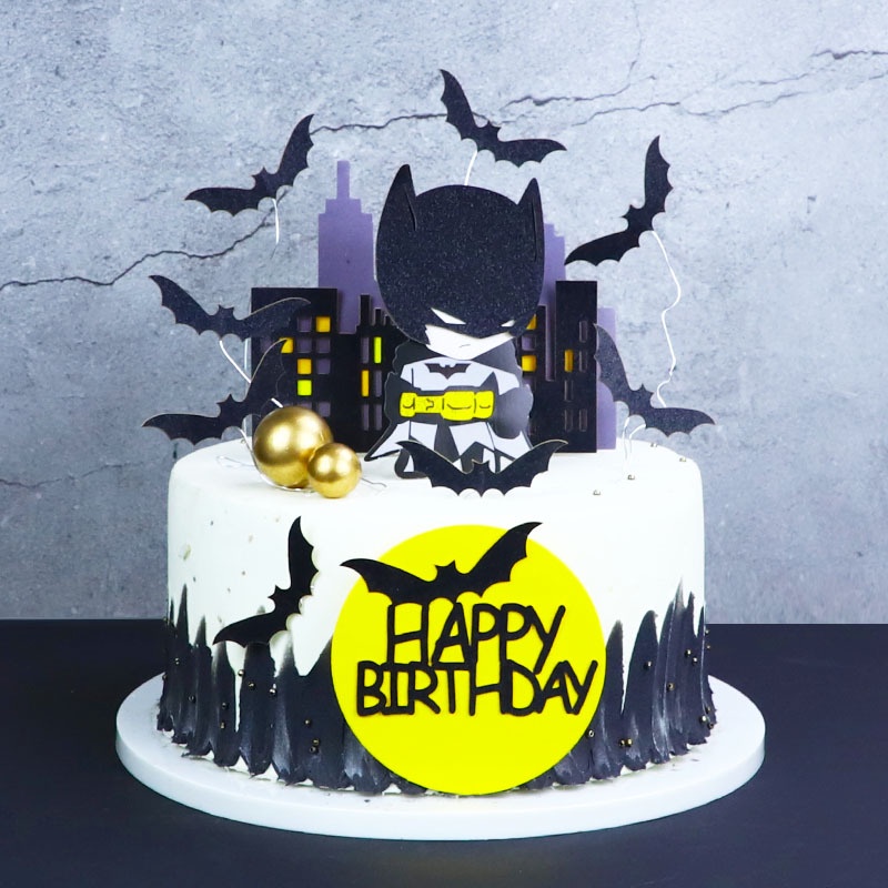 Batman Cake Topper Decoration Happy Birthday Cake Decorate Set Cake ...